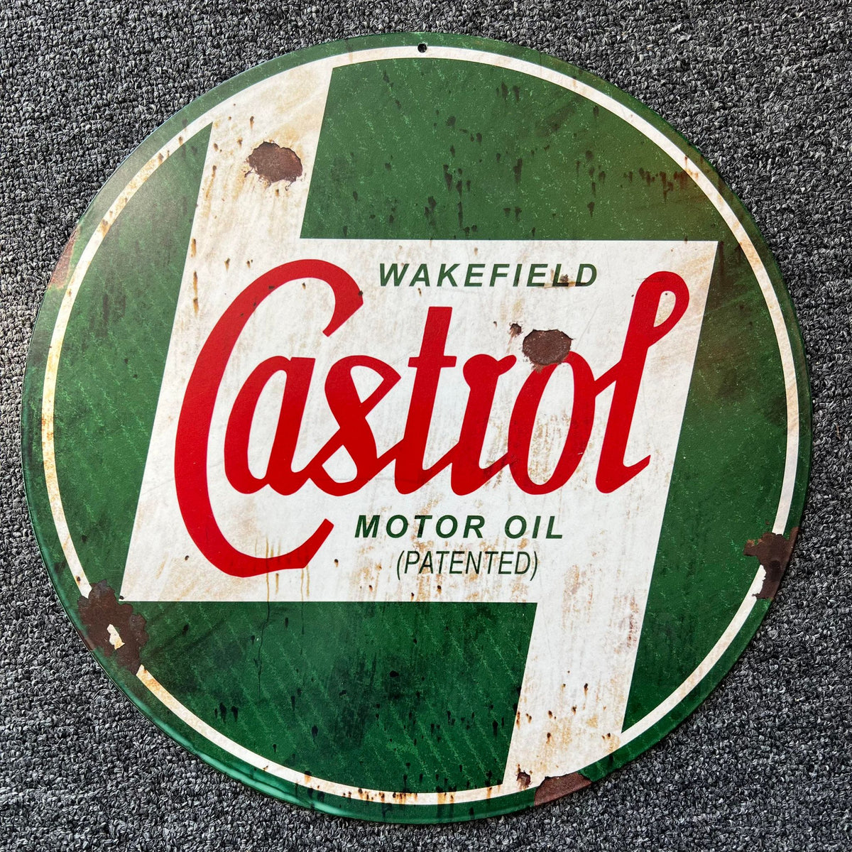 RETRO TIN SIGN CASTROL MOTOR OIL GREEN – Aikenheads Skateboards Maple Road